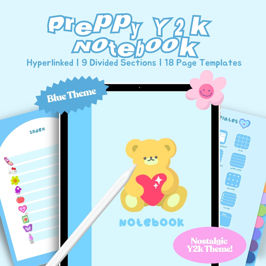 Preppy Y2k Digital Notebook | Digital Notebook | Cute Digital Notebook ...