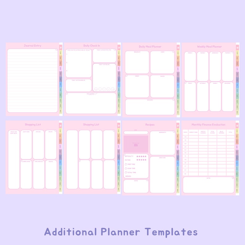 Pastel Digital Planner Undated Digital Planner Cute - Etsy