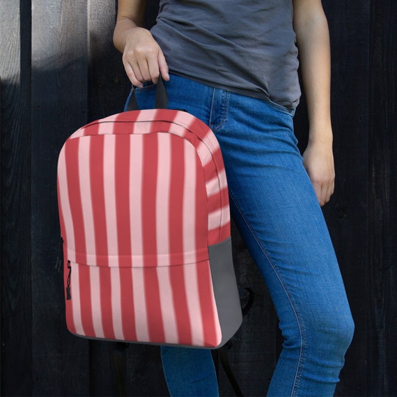 Pink Striped Backpack