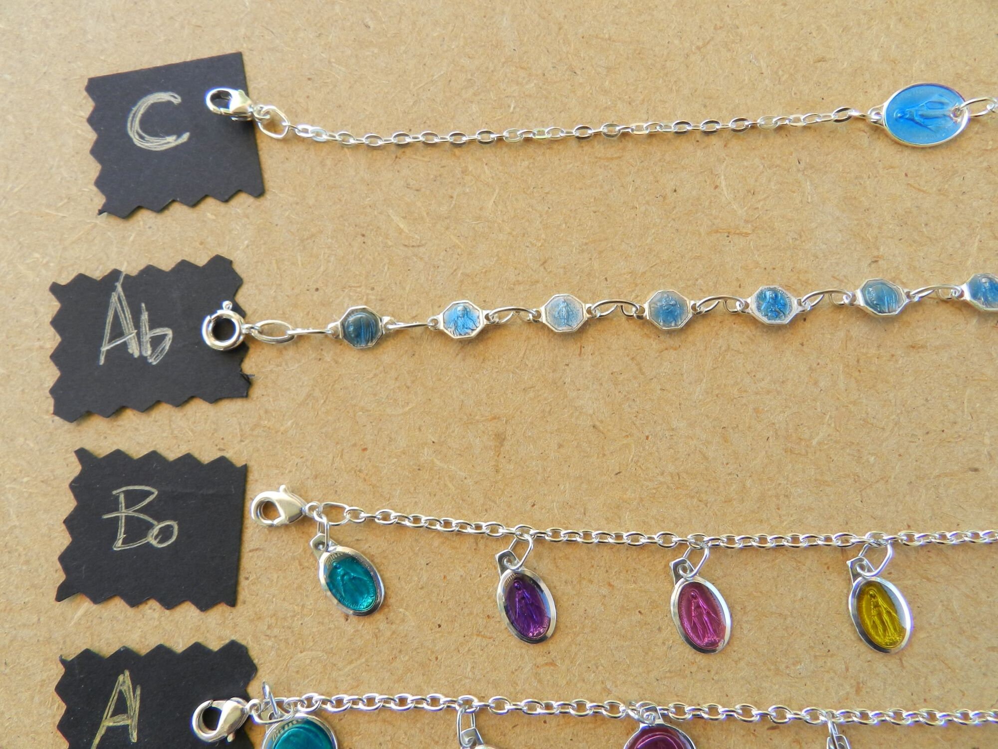 Bright Color Enamel Madonna Miraculous Medal Bracelet, Protection ...