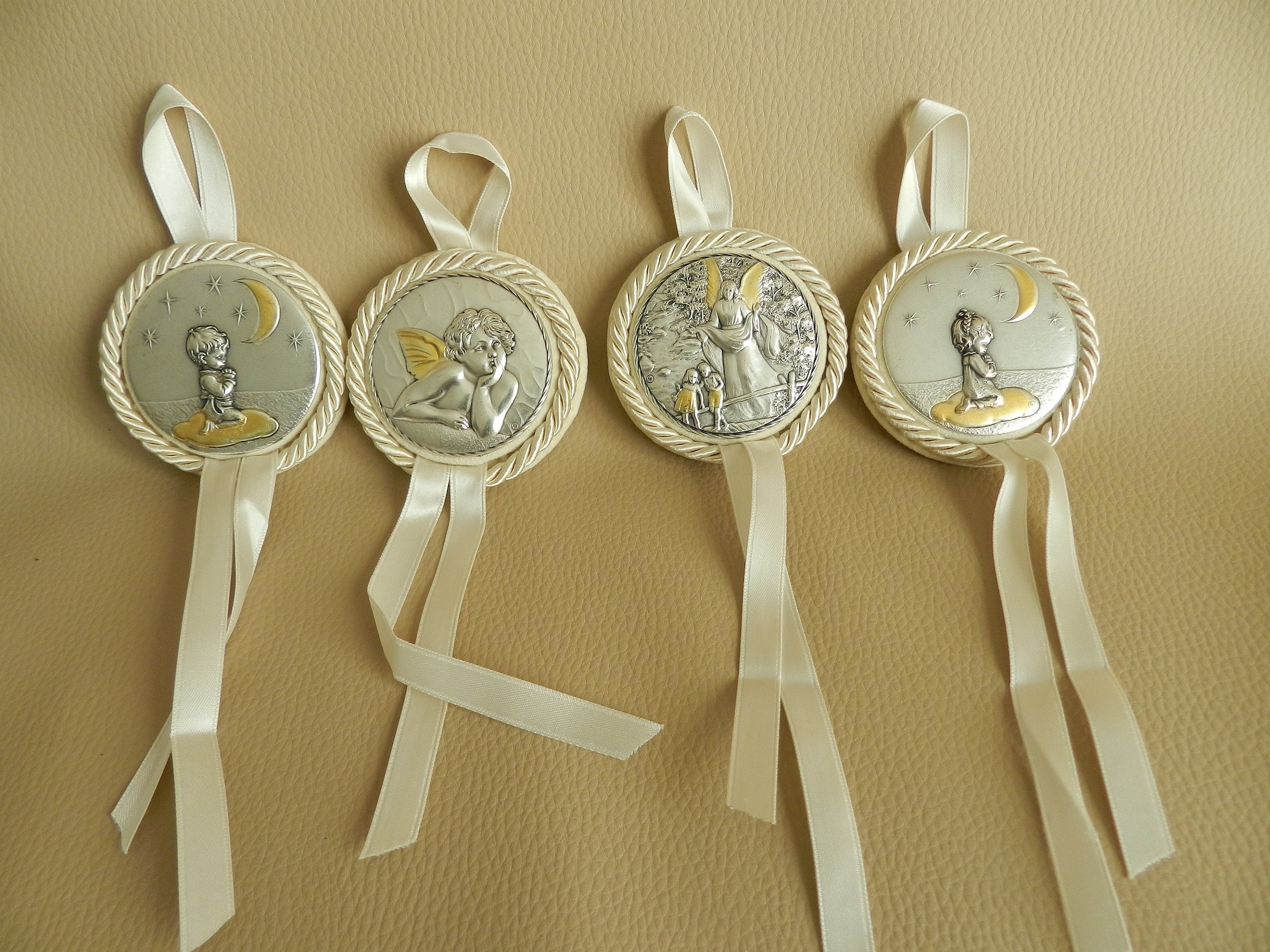 Religious Baby Gifts Pewter Baby With Angel Crib Medal - Blue Ribbon ...