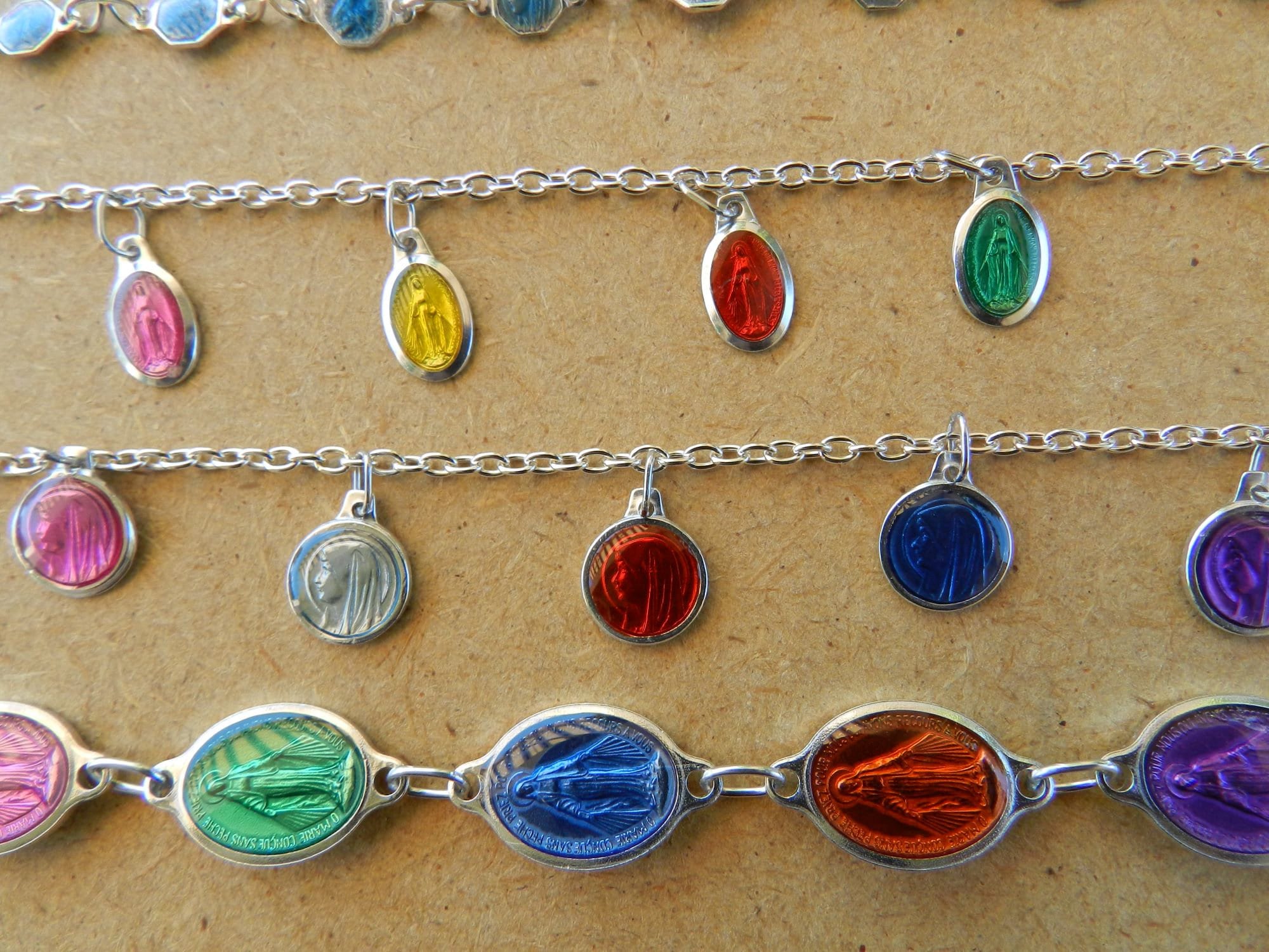 Bright Color Enamel Madonna Miraculous Medal Bracelet, Protection ...