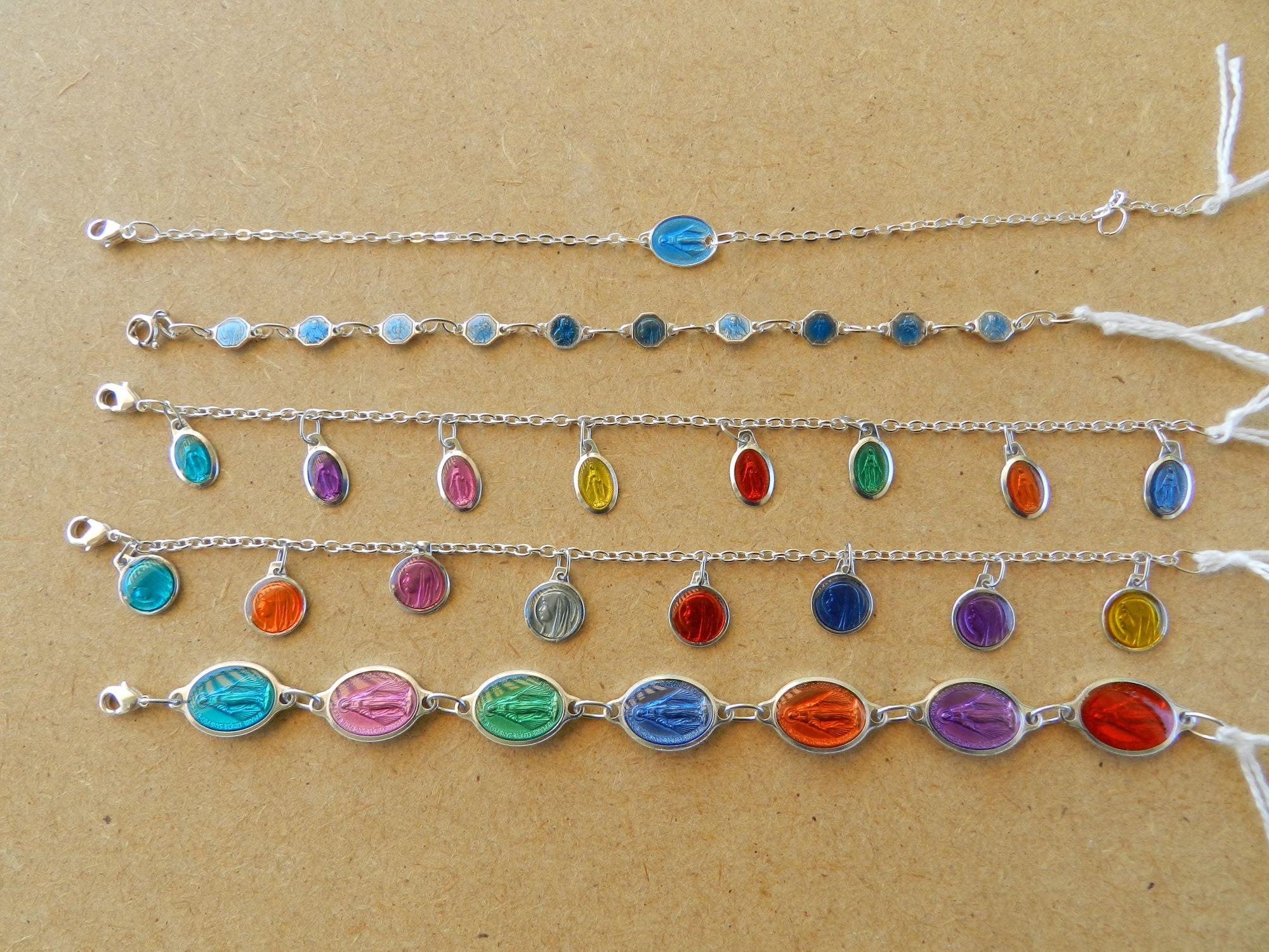 Bright Color Enamel Madonna Miraculous Medal Bracelet, Protection ...