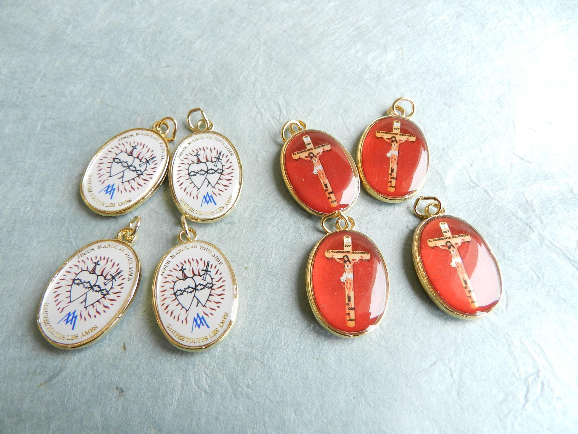 Scapular Medal Heart of Mary and Precious Blood and Holy Face of Jesus ...
