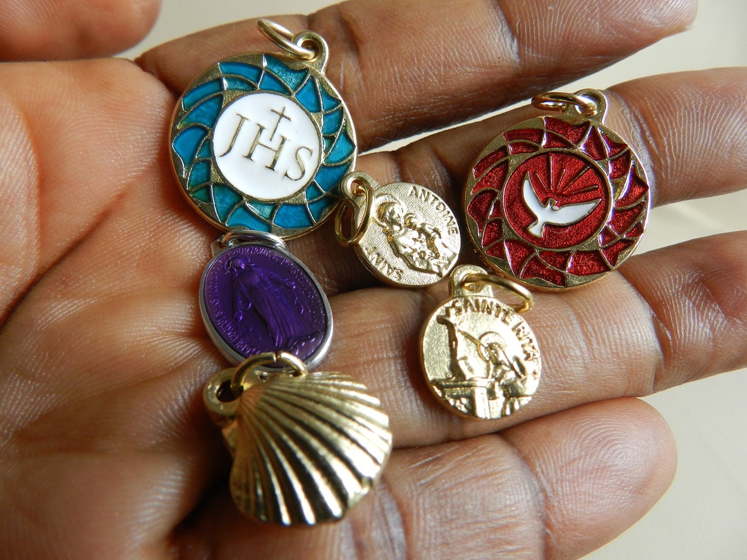 6 Medals Blessed by a Priest, JHS, Holy Spirit, Miraculous Medal of ...