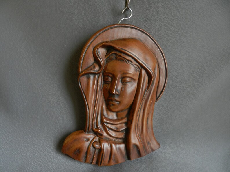 Virgin Mary in Tears Wood Statue Antic Pieta Veiled Madonna - Etsy