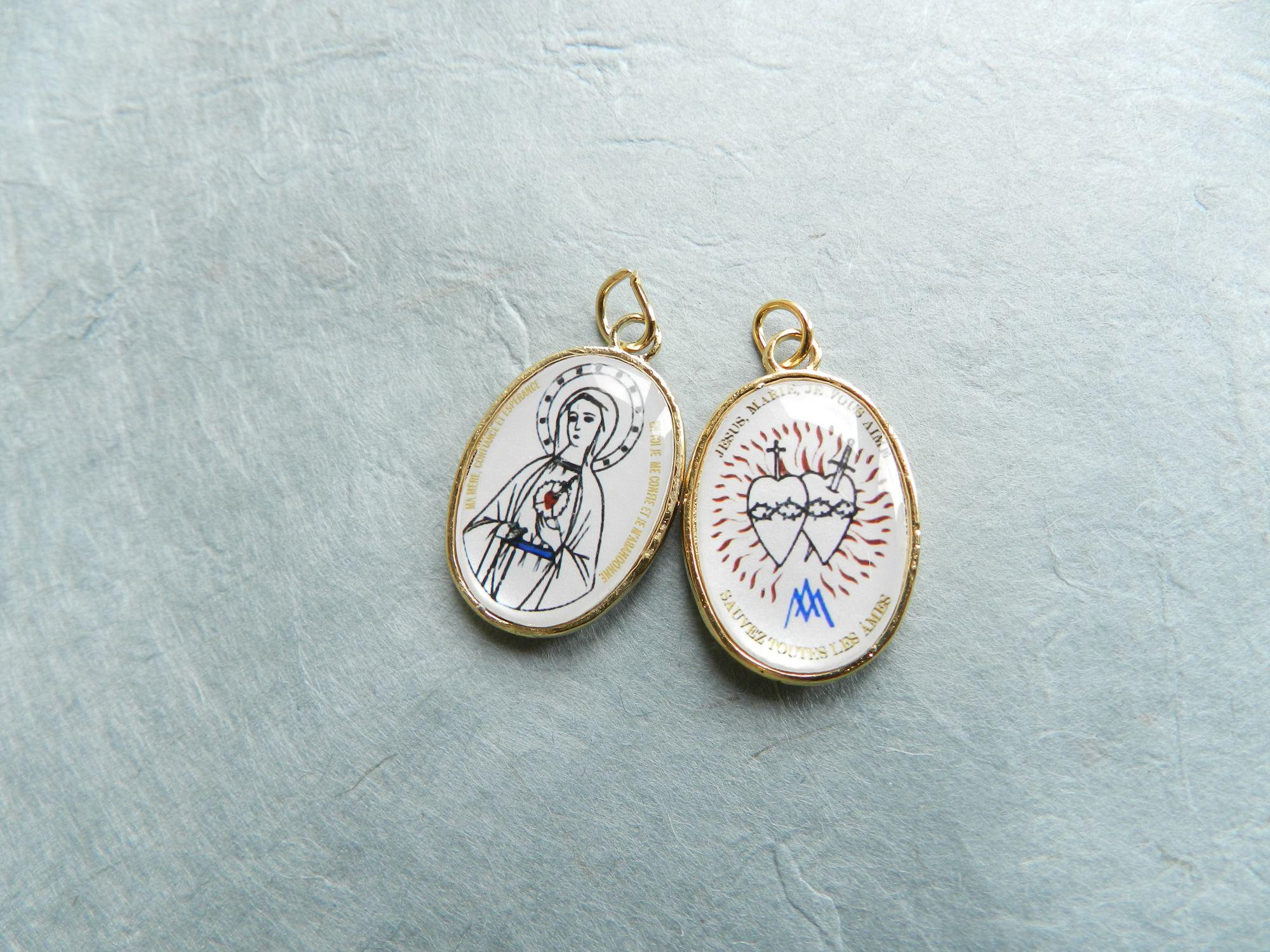 Scapular Medal Heart of Mary and Precious Blood and Holy Face of Jesus ...