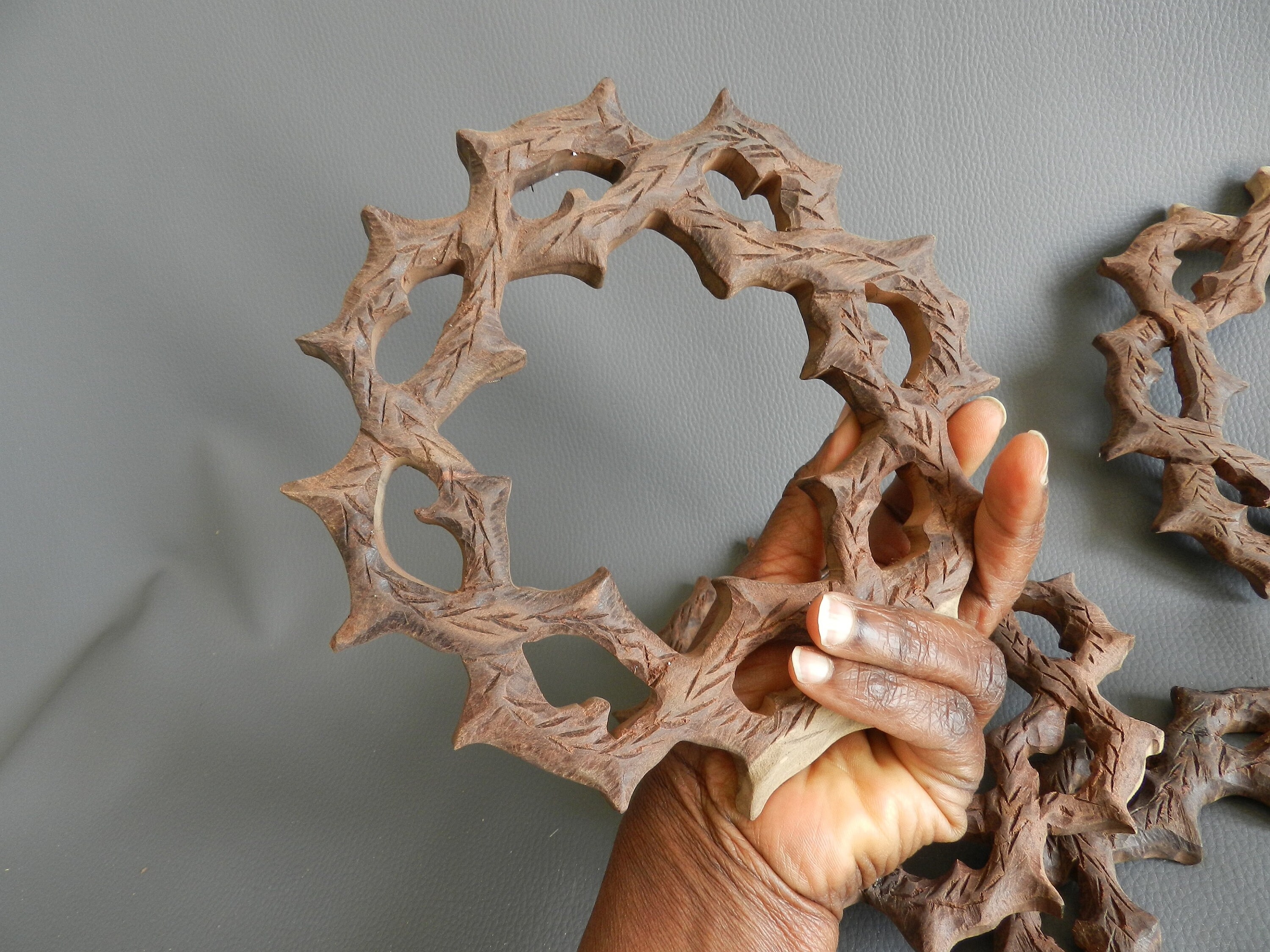 Crown of Thorns of Jesus Carved Ebony Wood Lux, Jesus Crown Rustic Wall ...