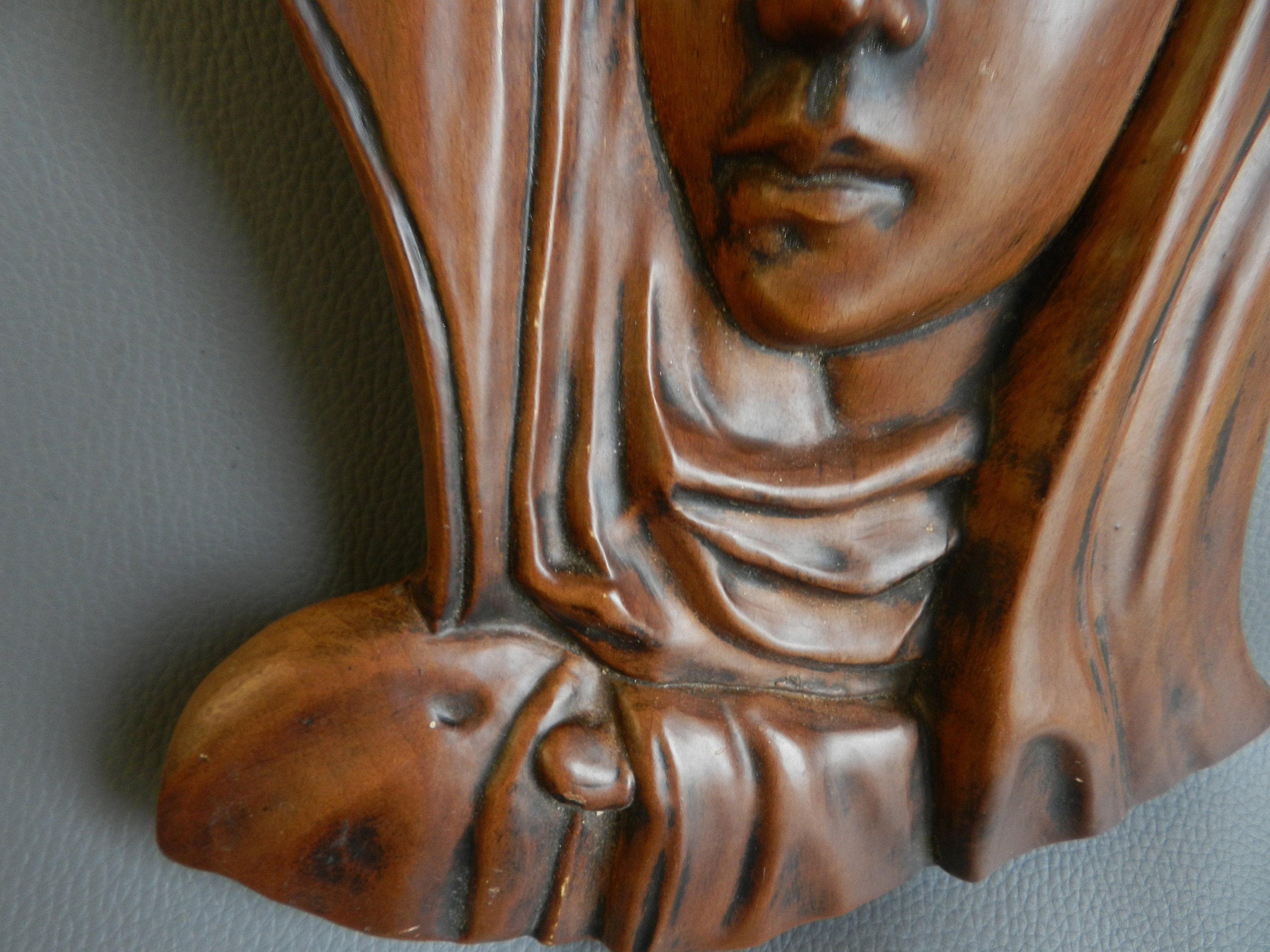 Virgin Mary in Tears Wood Statue, Antic Pieta Veiled Madonna in Tears ...