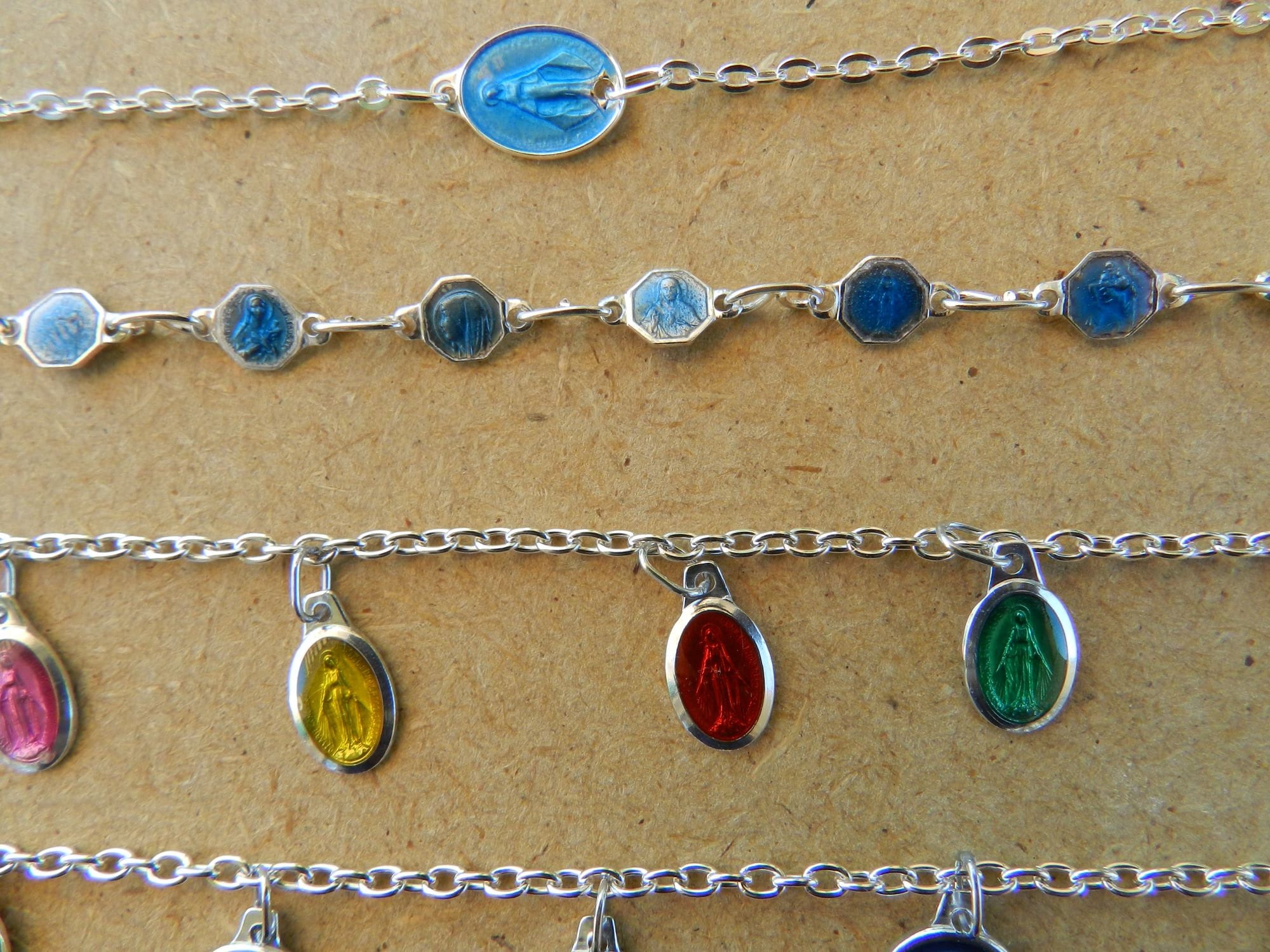 Bright Color Enamel Madonna Miraculous Medal Bracelet, Protection ...