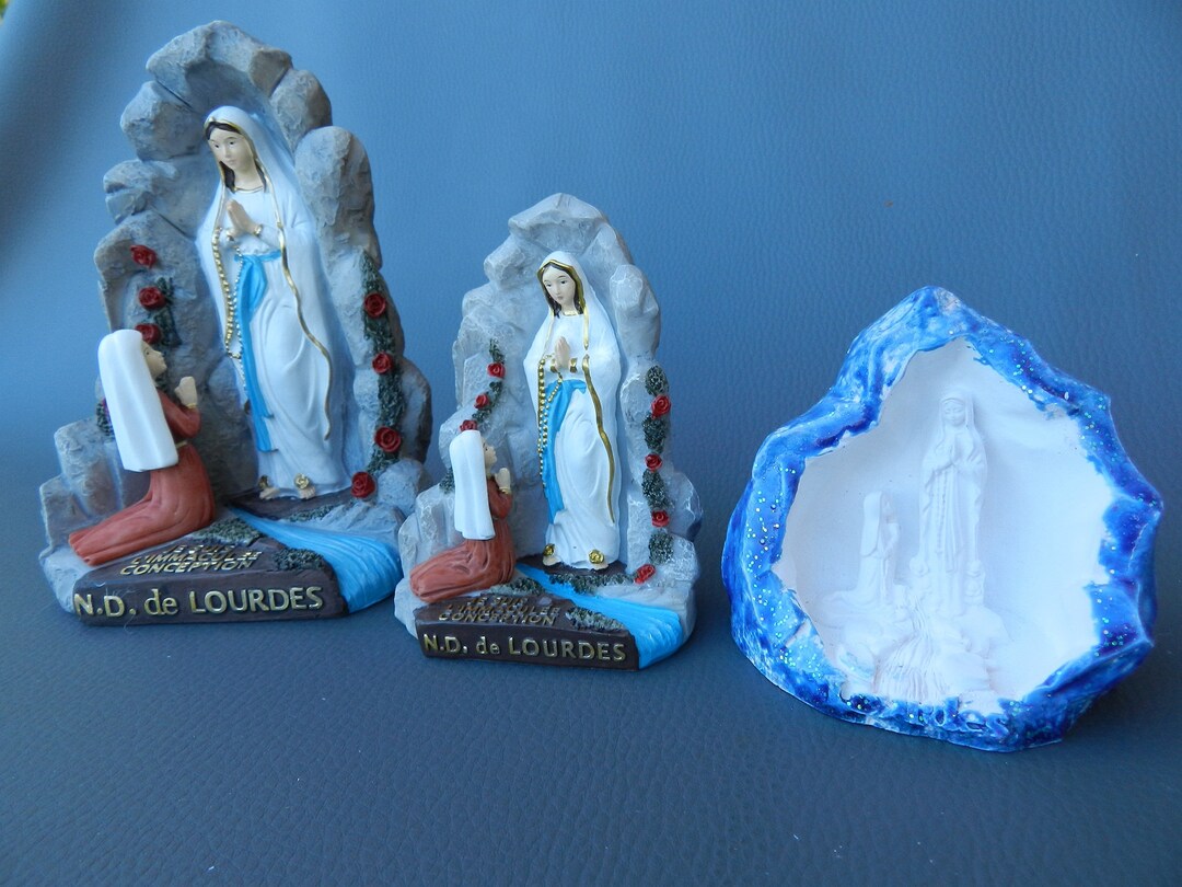 Realistic Grotto of Lourdes Massabielle, Miniature Bernadette, Madonna ...