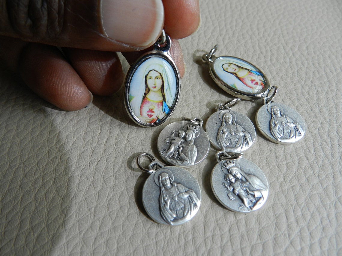 Sacred Heart Scapular Medal Blessed by a Priest, Sacred Heart of Jesus ...