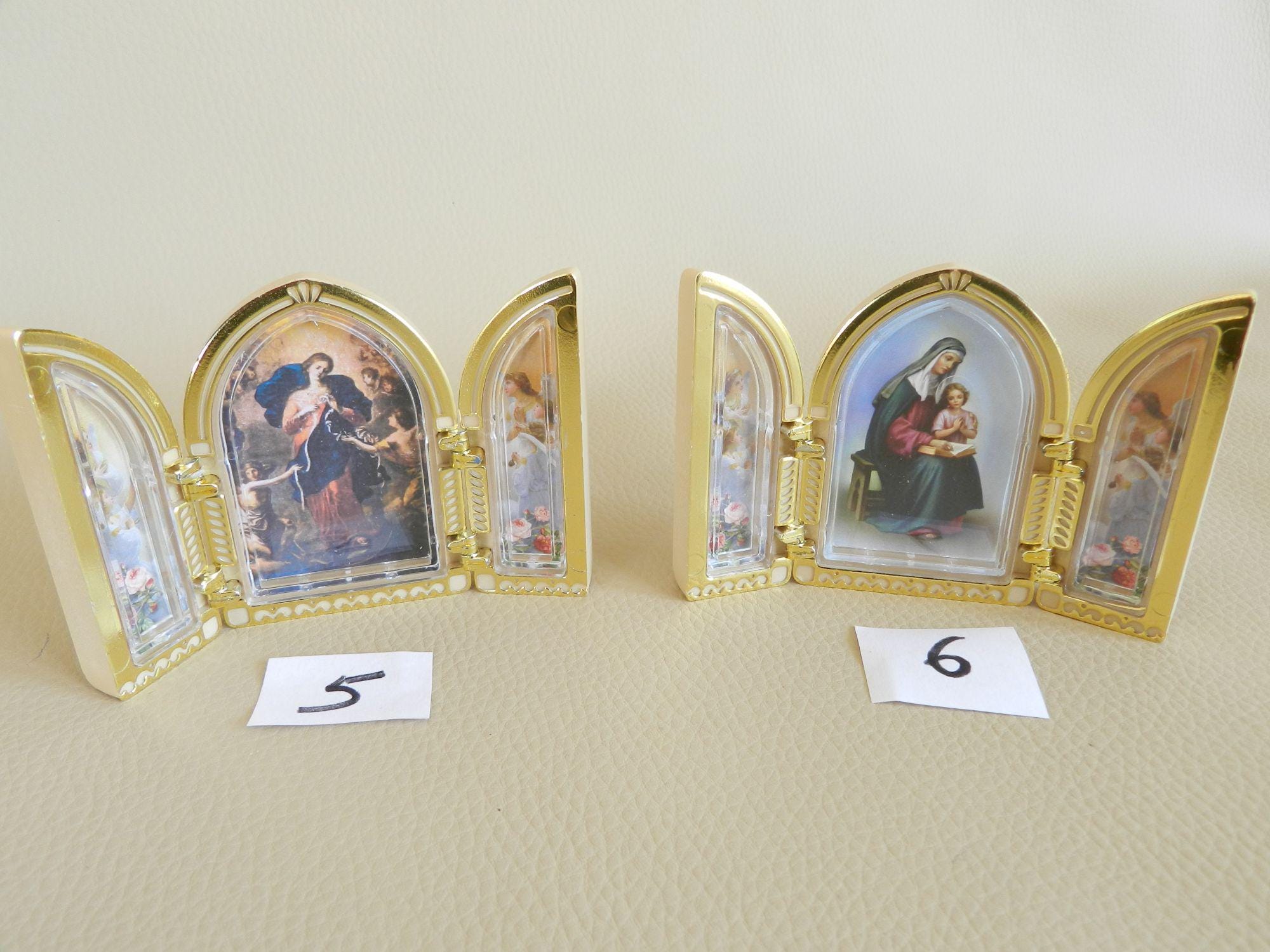 Triptych Image of Catholic Saint With Angel, Triptych Saint Michael ...