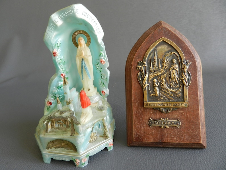 Music Box Grotto Lourdes Massabielle, Madonna of Lourdes Tripod Frame ...