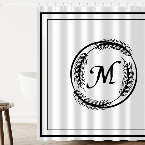 Monogrammed Shower Curtain Etsy