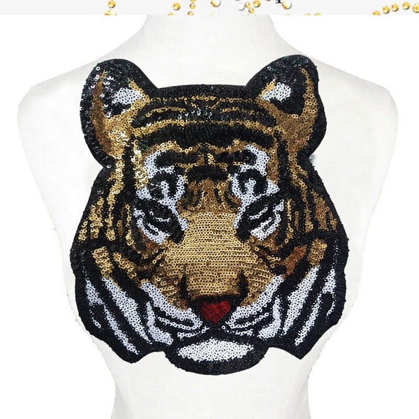 Large Sequin Tiger Iron Patch - Etsy