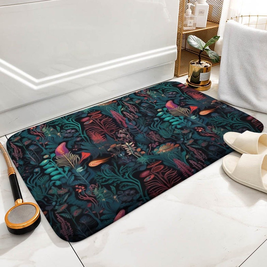 Tropical Bath Mat, Botanical Shower Mat, Aesthetic Floor Mats, Indoor ...