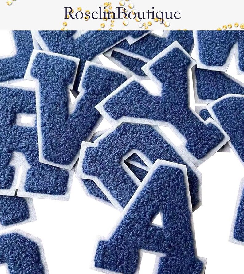 2.7 Inch Ocean Blue Chenille Letter Patch, Chenille Patches, Iron on ...