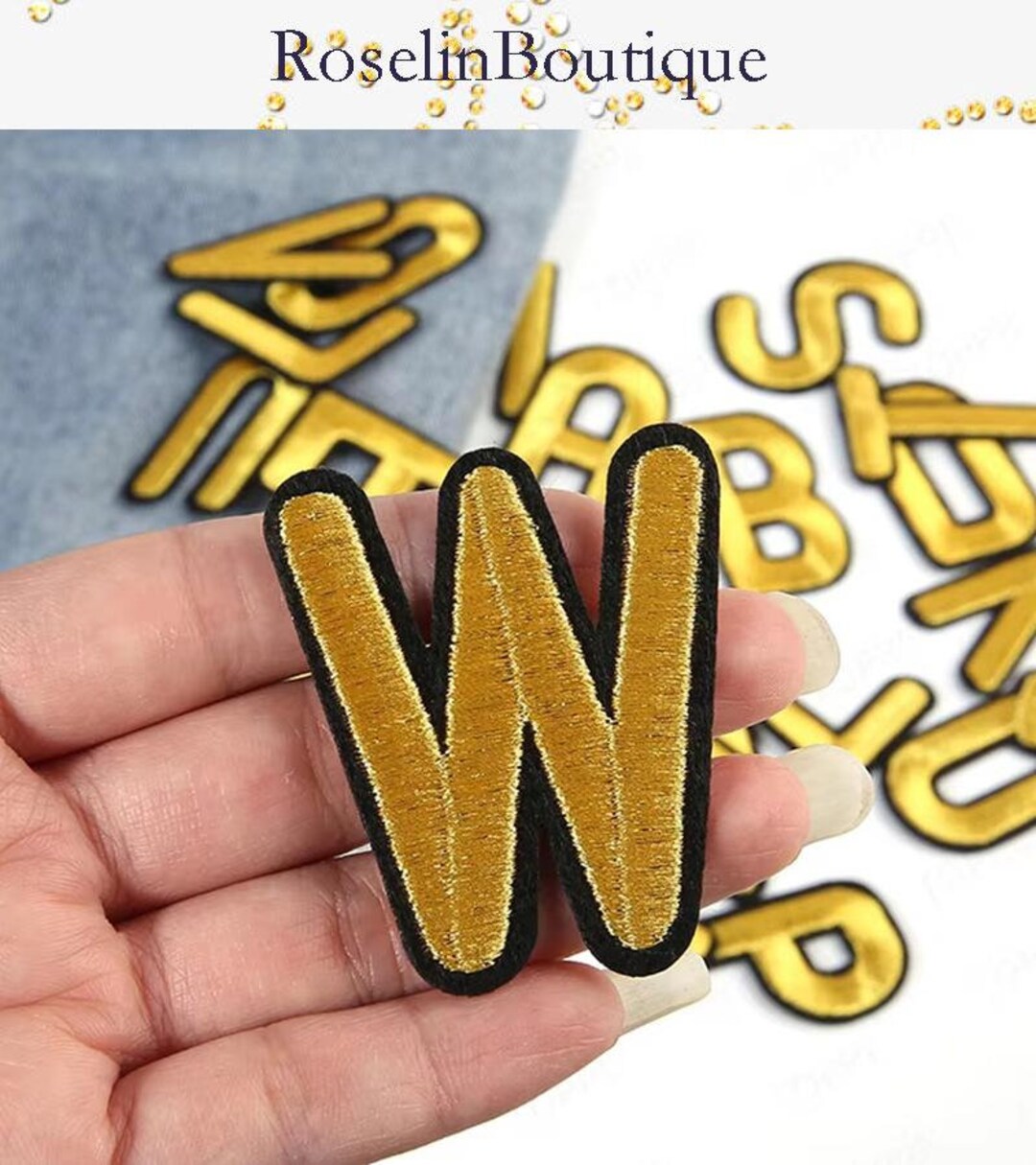 2.0 Inch Gold Embroidered Letter Patches, Letter Patches, Iron on ...