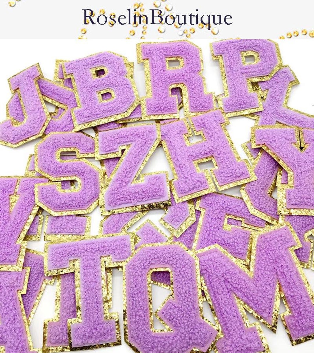 3.1 Inch Purple Chenille Letter Patch, Glitter Letter Patches, Iron on ...