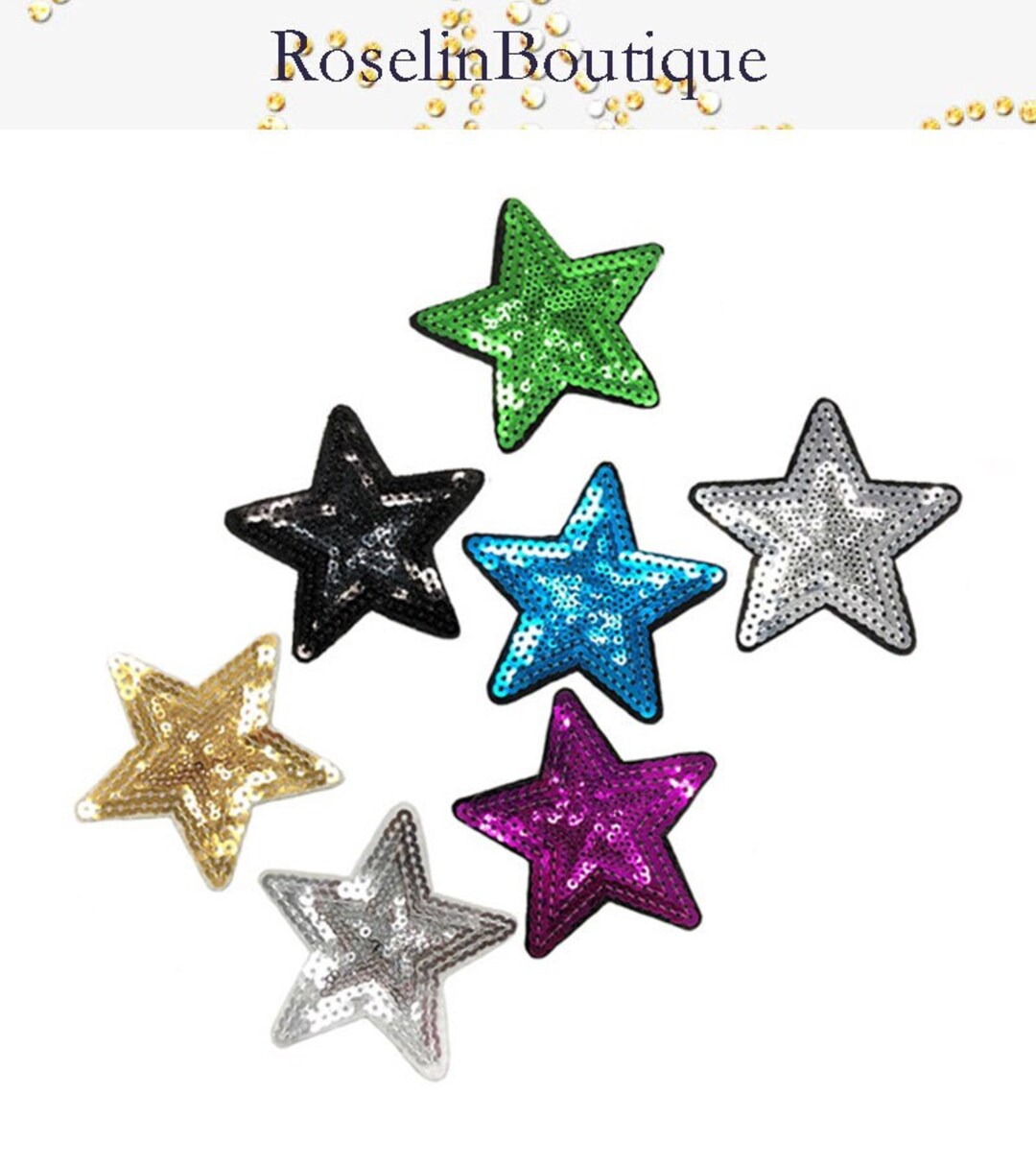 5pcs Sequin Star Patch, 3 Inch Sequin Color Star Embroidery Patch, Sequins Iron on Patches for ...