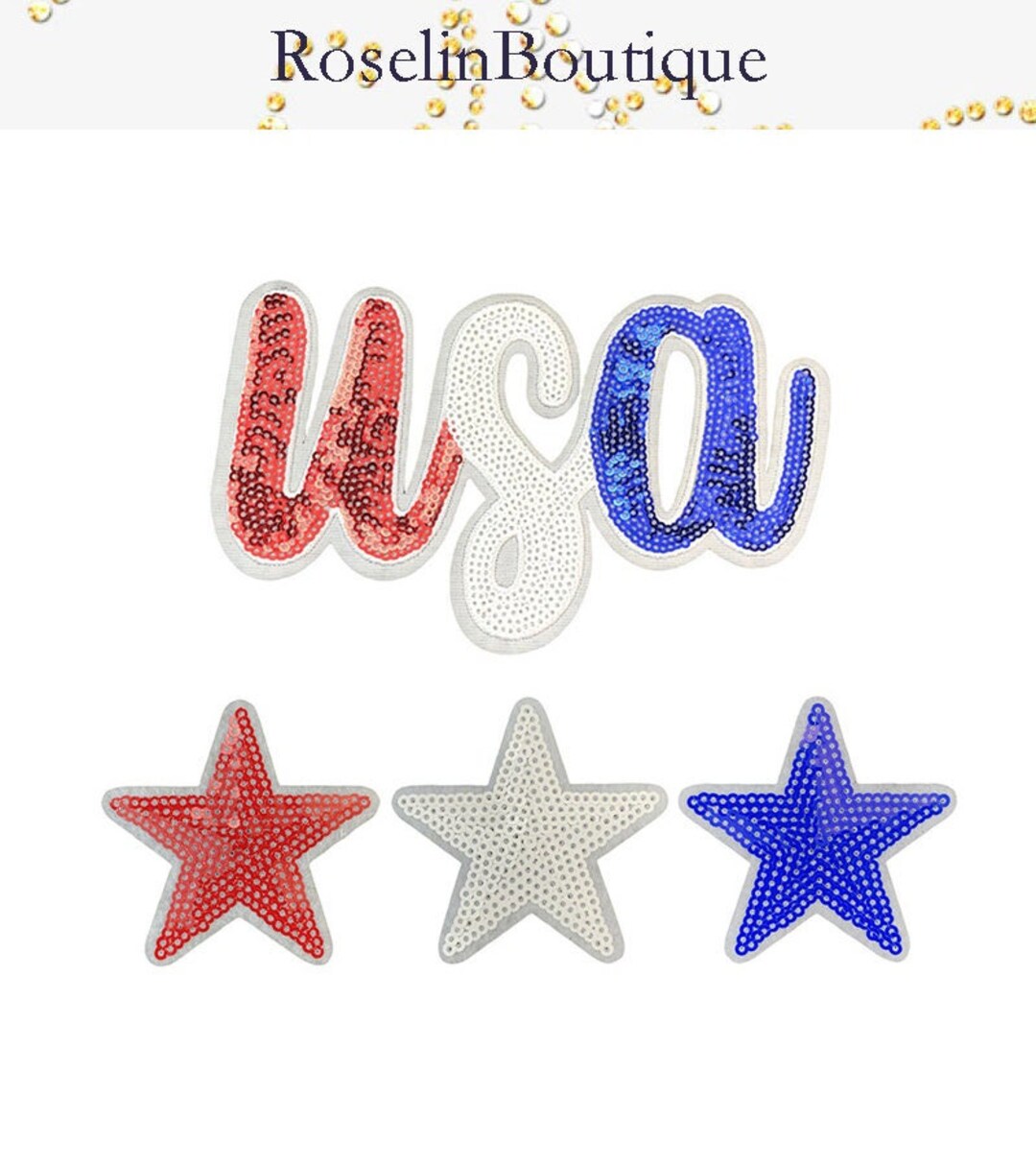 Sequin Letter Patch Set, USA Star Sequin Patches, Iron on Patches for ...