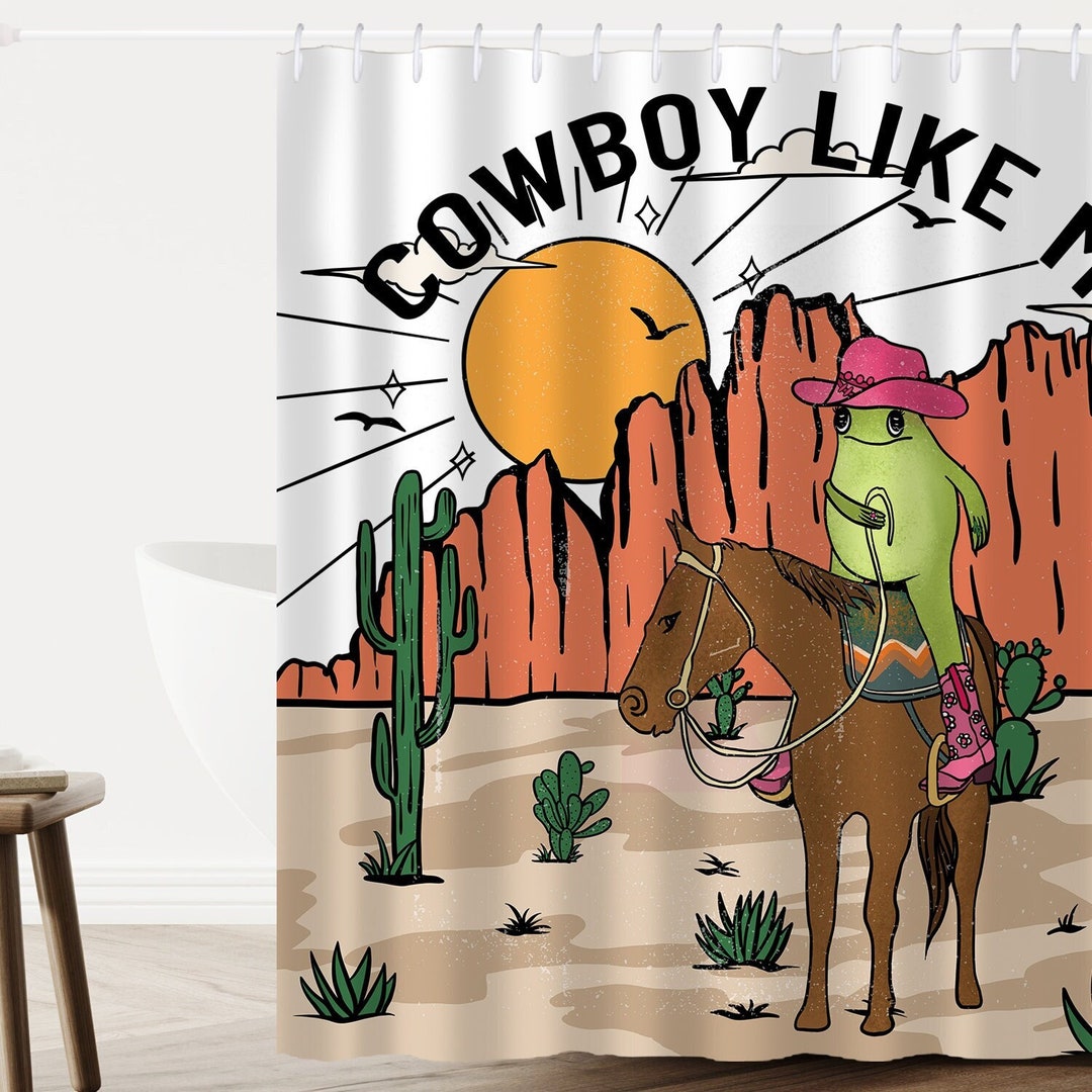 Cowboy Frogs Shower Curtain, Funny Western Frog Shower Curtain ...