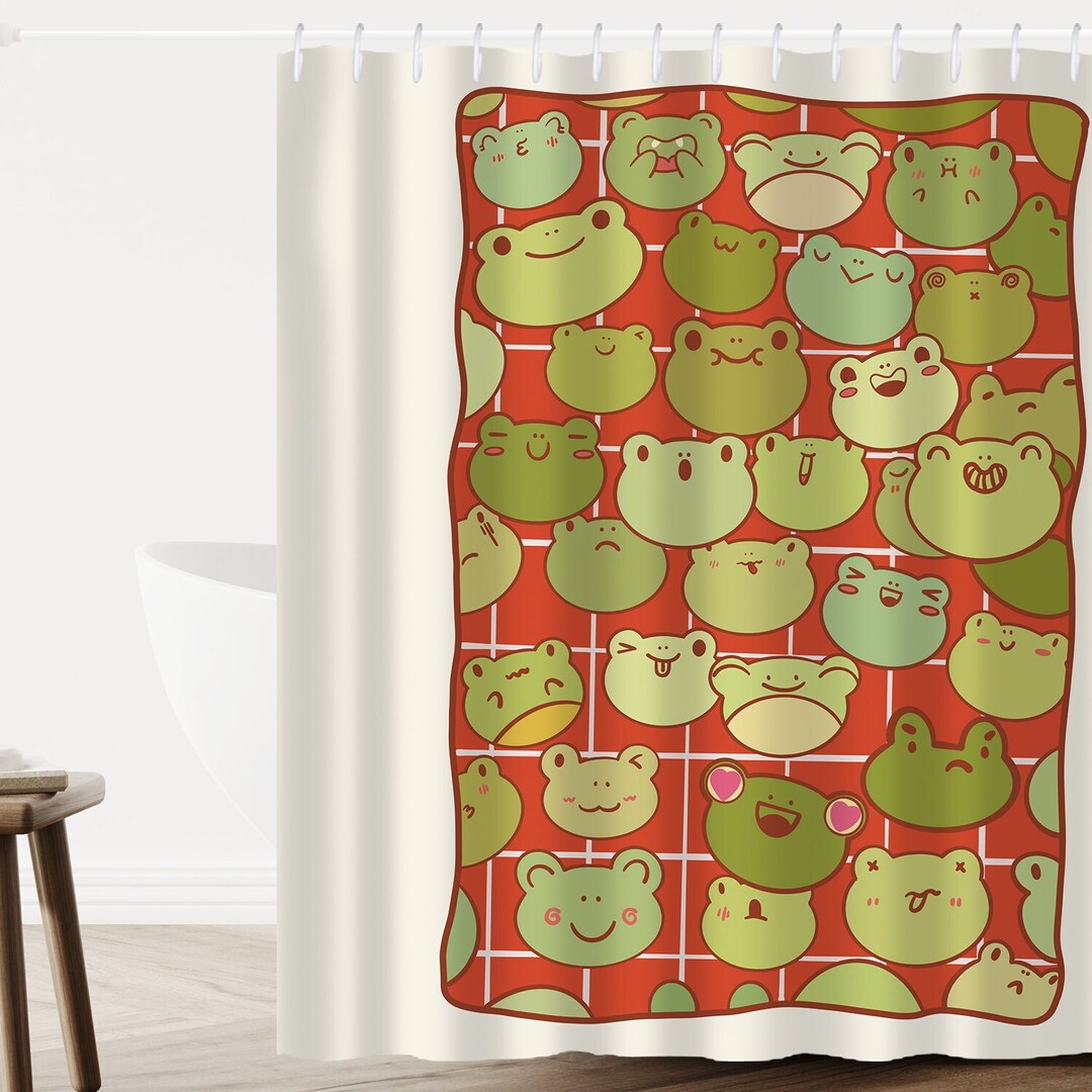 Frog Lotus Shower Curtain, Cute Shower Curtain, Frog Summer Shower ...
