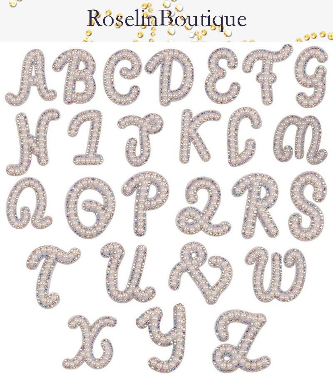 1.7 Inch White Letter Patches Set, Glitter Letter Patches A-Z, Beaded Sew on Patches for DIY ...
