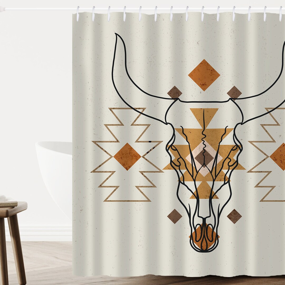 Aztecs Shower Curtain, Western Shower Curtain, Cow Skull Shower Curtain ...