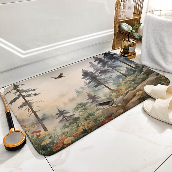 Pine Tree Bath Mat - Etsy