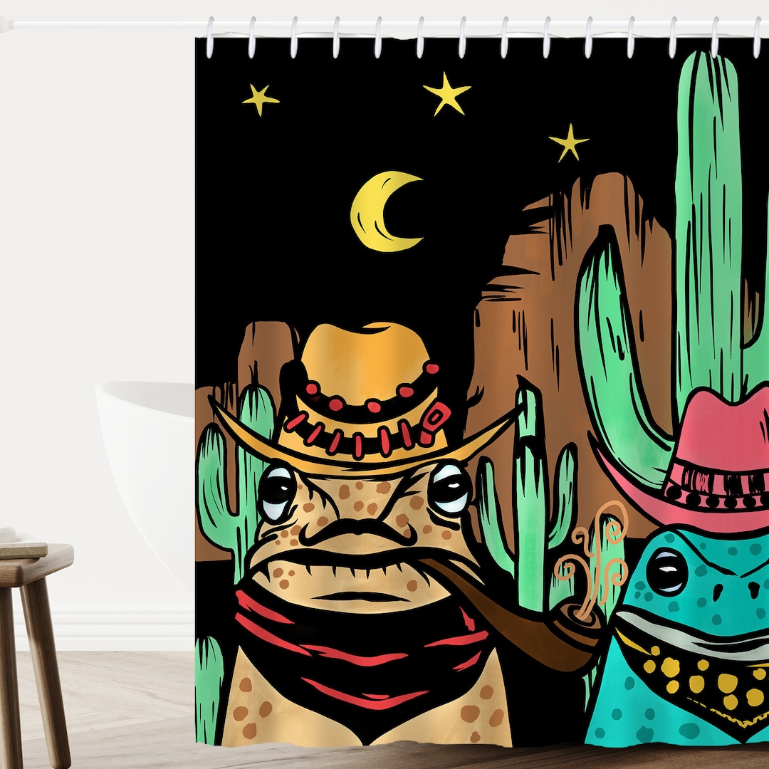 Cowboy Frogs Shower Curtain, Western Shower Curtain, Southwestern ...