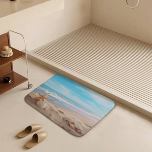 Seashell Bath Mat, Jellyfish Shower Mat, Beach Floor Mats, Indoor ...
