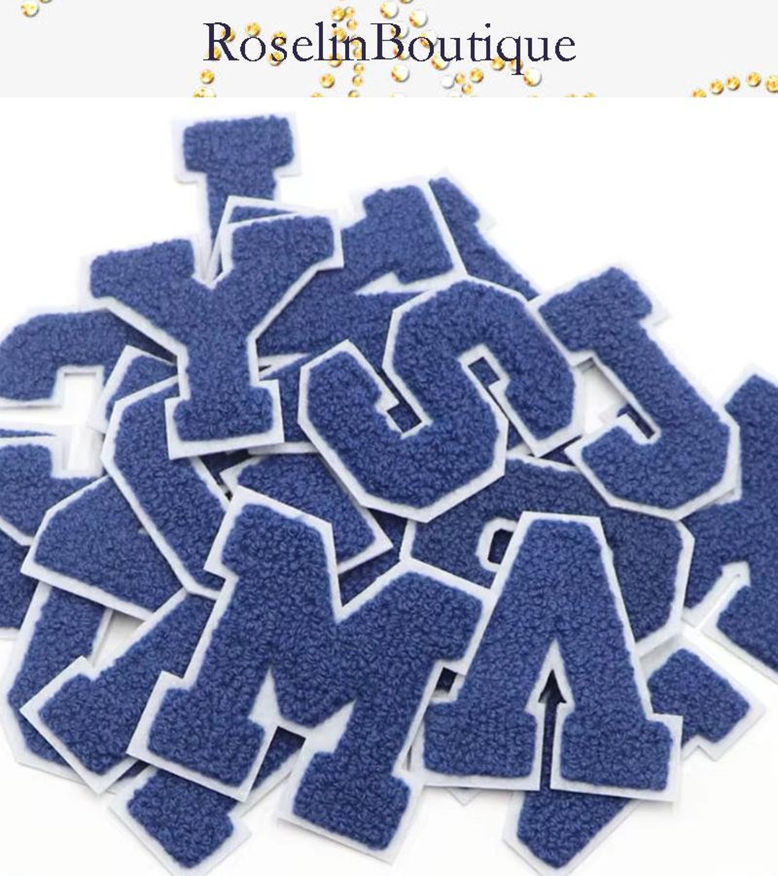 2.7 Inch Ocean Blue Chenille Letter Patch, Chenille Patches, Iron on ...