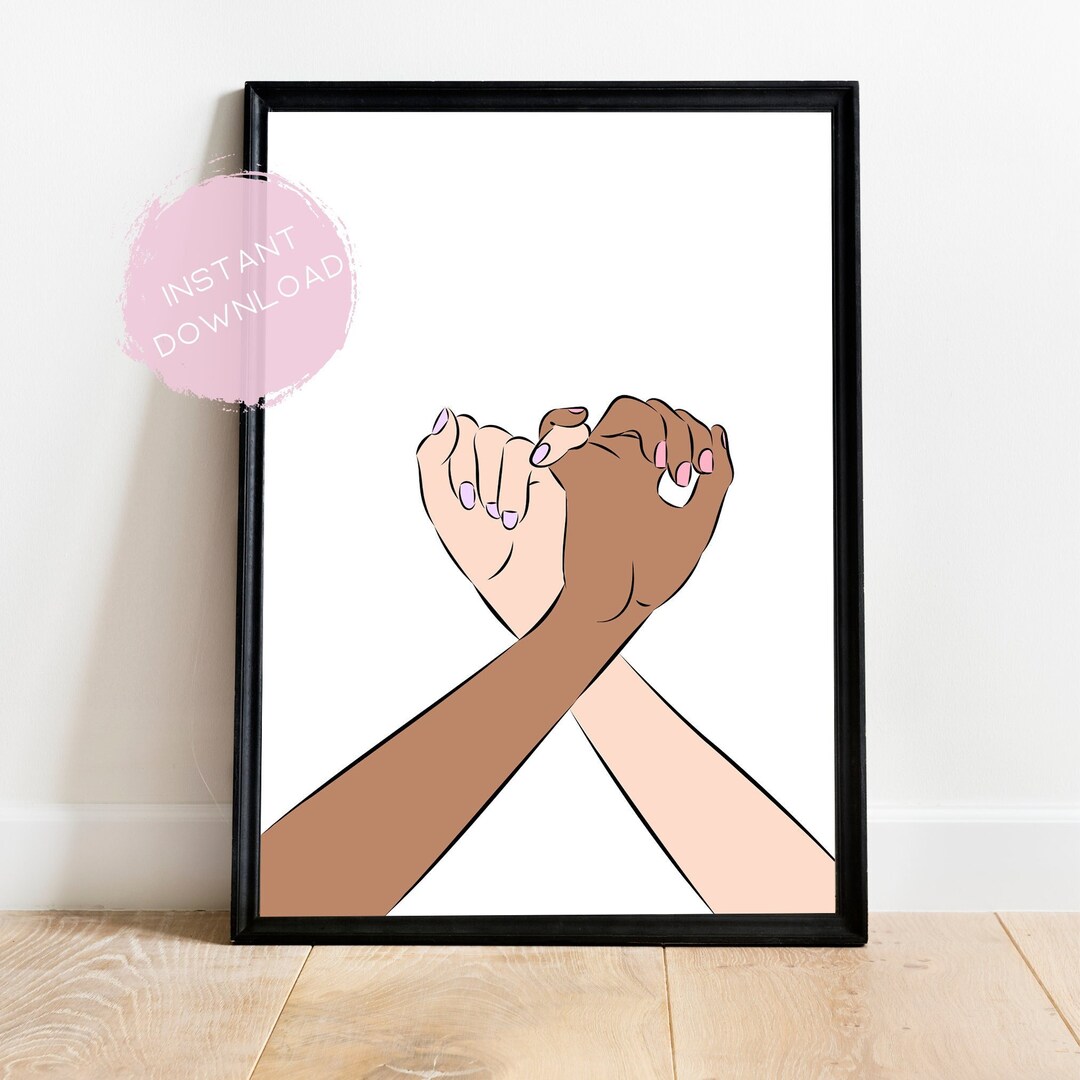 Pinky Promise Instant Download Printable Wall Art Hand Line Art Girl ...