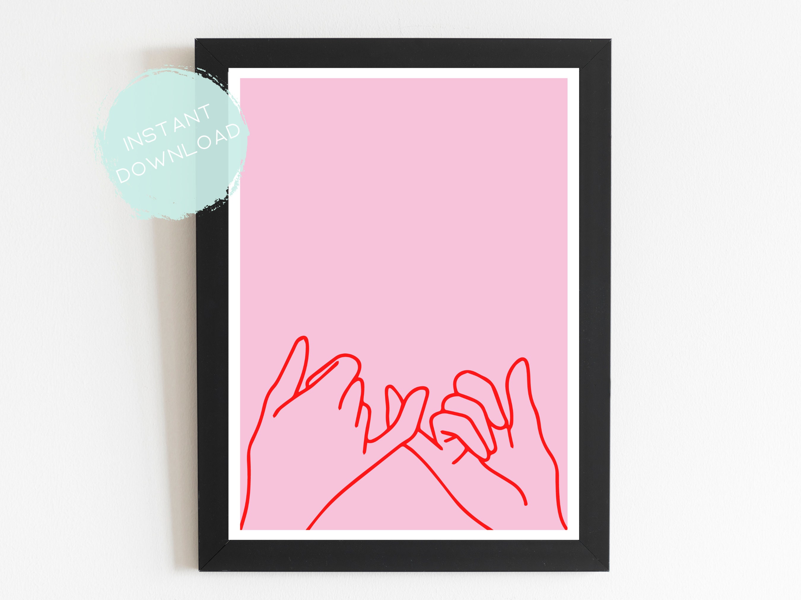 Pinky Promise Instant Download Printable Wall Art Hand Line Art Girl ...