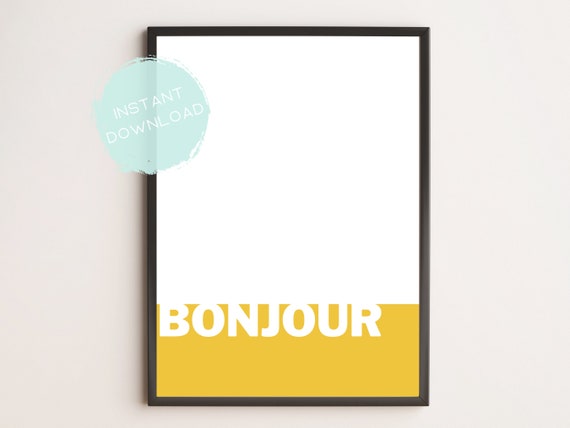Bonjour Instant Download Printable Typography Wall Art - Etsy