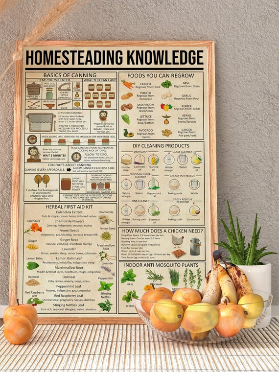 Vintage Homesteading Knowledge Poster Homesteading Lover - Etsy