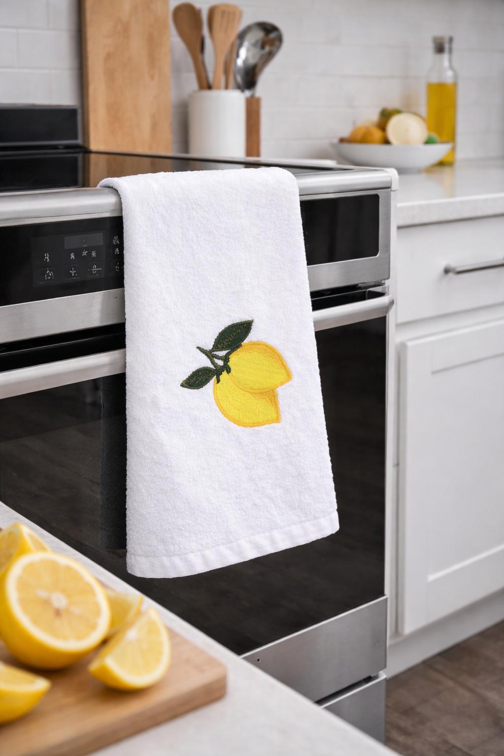 3 Pack Lemon-embroidered Towel. Highly Absorbent-quick Dry Terry Velour ...
