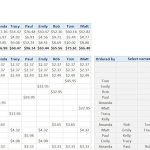 Restaurant Bill Split Spreadsheet | Easy to Use Dining Expense Tracker ...