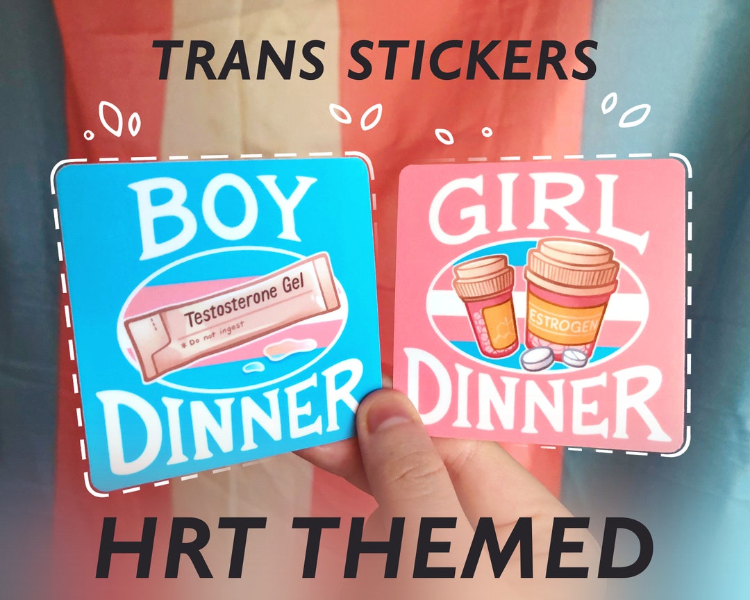 Girl Dinner / Boy Dinner | Transgender HRT Themed Matte Vinyl Stickers | Gift for Transmasc ...