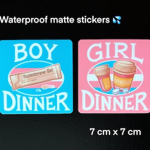 Girl Dinner / Boy Dinner | Transgender HRT Themed Matte Vinyl Stickers ...