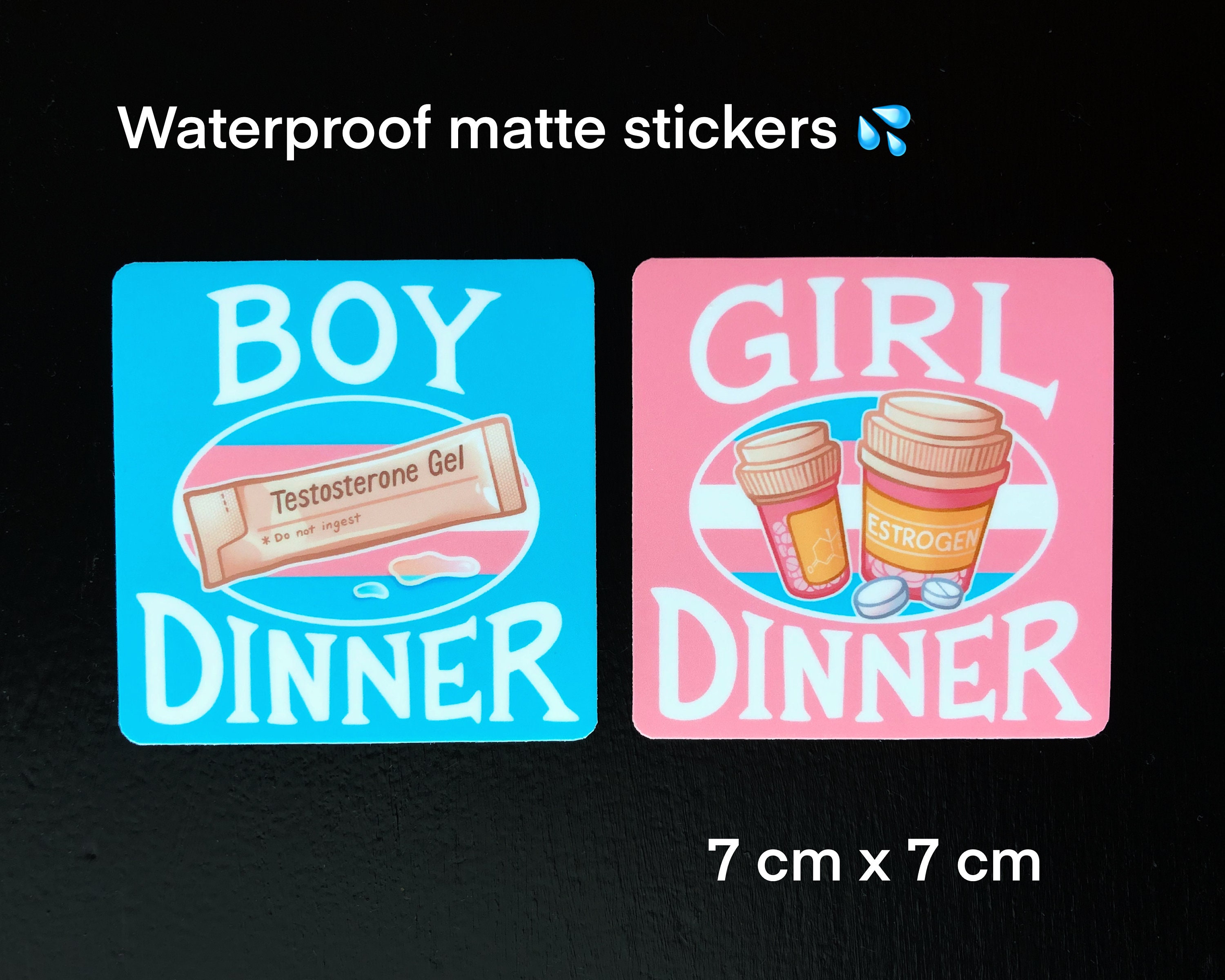 Girl Dinner / Boy Dinner Transgender HRT Themed Matte Vinyl Stickers ...