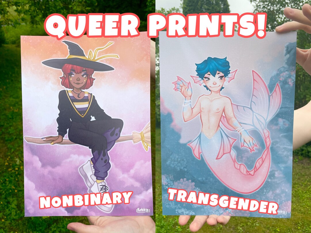 Mermaid & Witch Art Prints, Transgender and Nonbinary Original Characters (A4 or A5) - Etsy