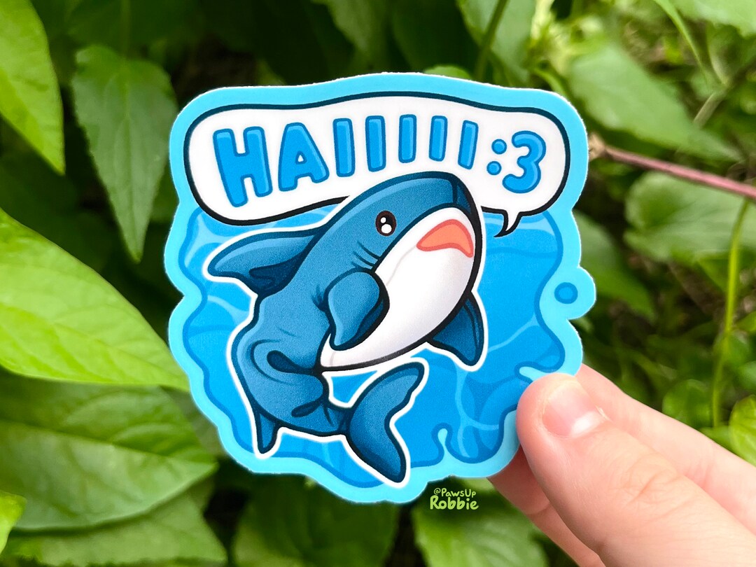 Blåhaj Sticker, “haiiiii :3” | IKEA Shark | Cute Greeting Waterproof ...