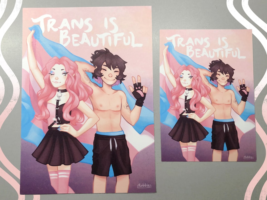 Trans is Beautiful Art Print, Transgender Original Characters A4 & A5 - Etsy