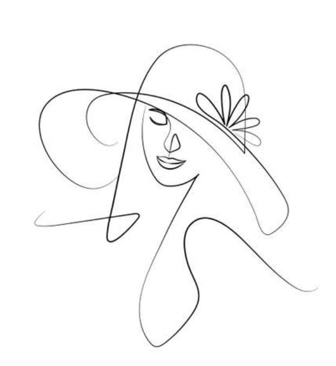 Illustration of Beautiful Female Line Art Drawing - Etsy