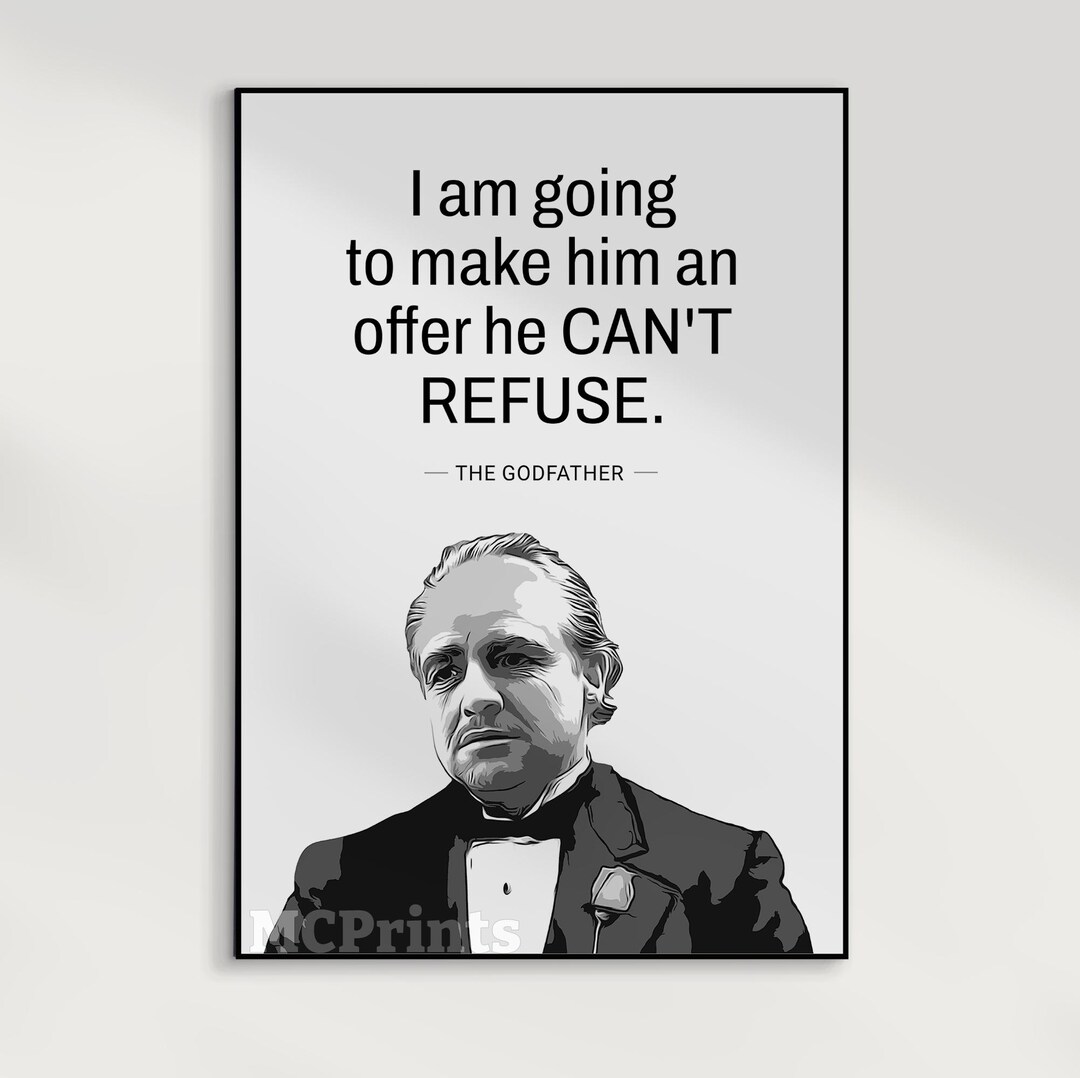 The Godfather Poster, Aesthetic Movie Quote Print With Marlon Brando ...