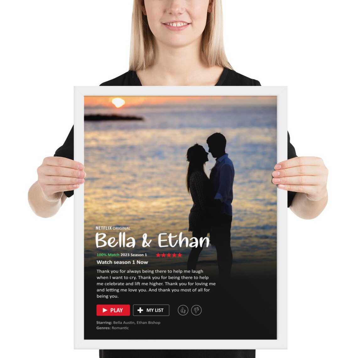 Custom Netflix Poster for Couples Personalized Relationship Art Print ...