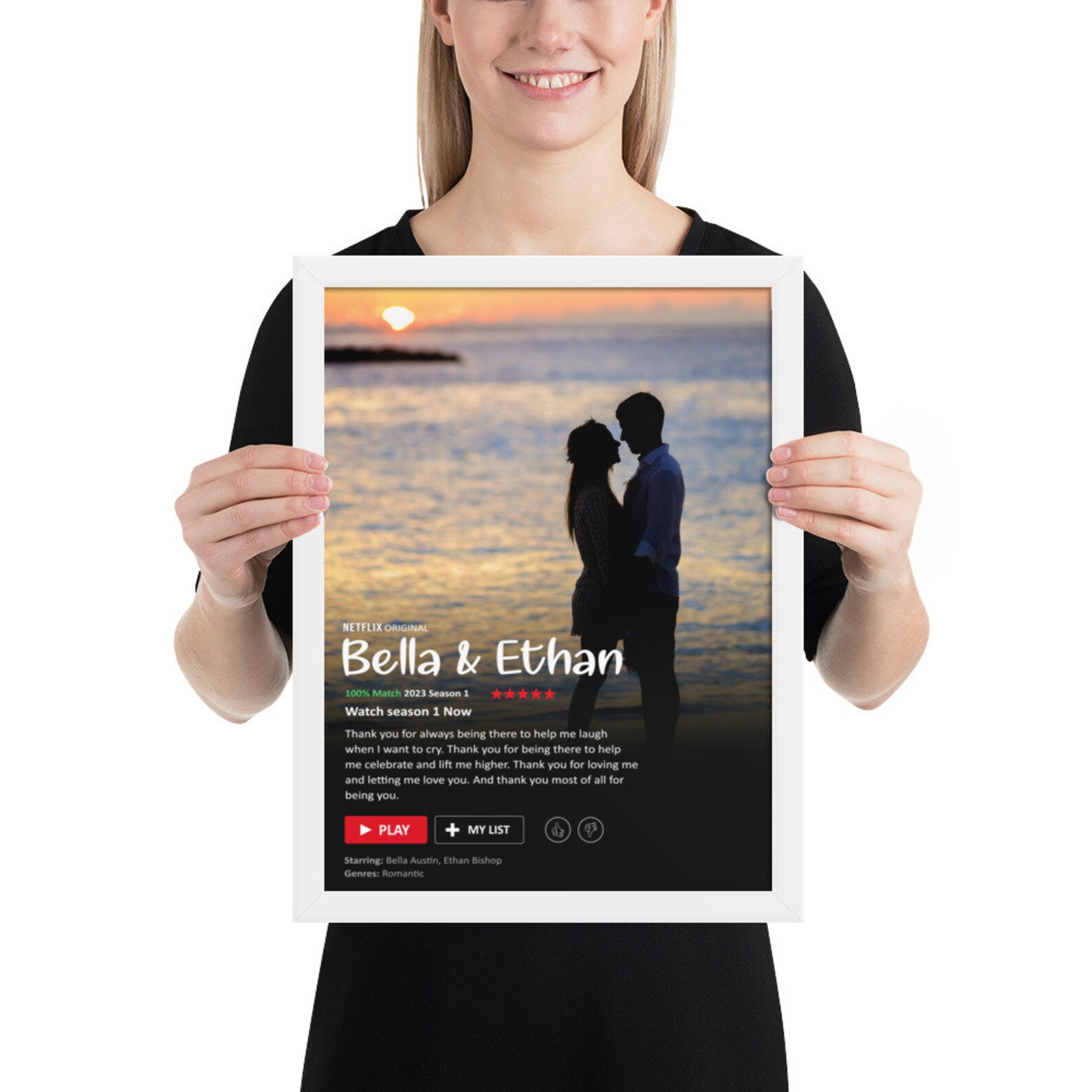 Custom Netflix Poster for Couples Personalized Relationship Art Print ...